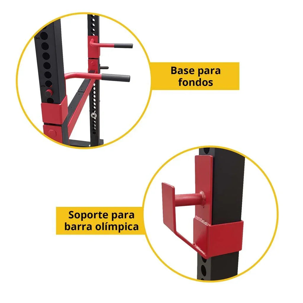 Power Rack Profesional para Peso Libre y Dominadas - Rojo/Negro – Tayga